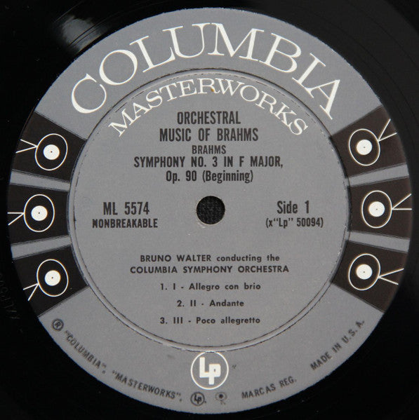 Buy Brahms* - Bruno Walter, Columbia Symphony Orchestra : Symphony No. 3 In F Major / Variations ...