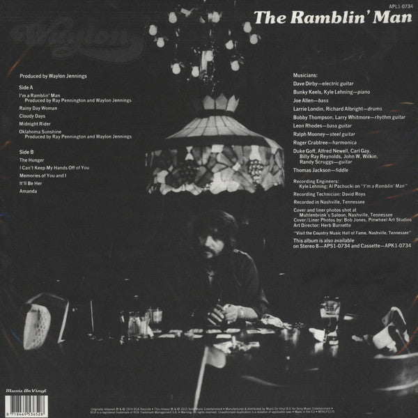Buy Waylon Jennings : Waylon The Ramblin' Man (LP, Album, RE, RM, 180) Online for a great price ...