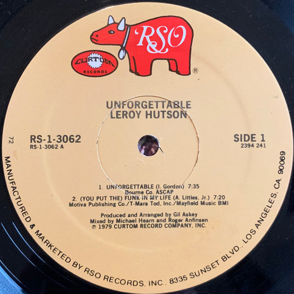 Buy Leroy Hutson : Unforgettable (LP, Album, 72) Online for a great price – Record Town TX