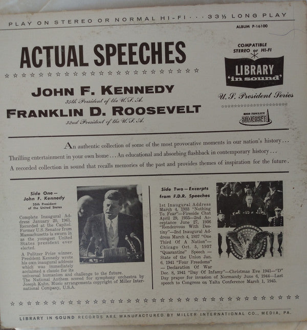 Buy Franklin D. Roosevelt / John F. Kennedy : Actual Speeches Of ...