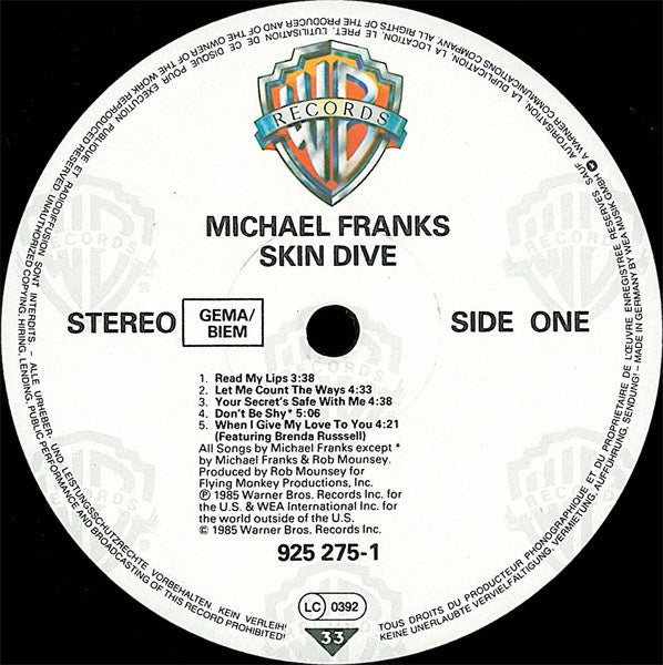 Buy Michael Franks : Skin Dive (LP, Album) Online for a great price – Record Town TX