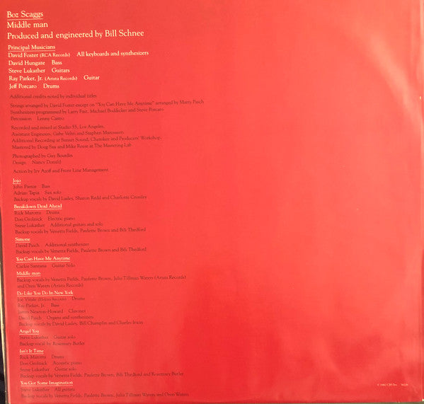 Buy Boz Scaggs : Middle Man (LP, Album, Promo) Online for a great price – Record Town TX