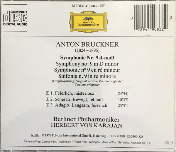 Buy Anton Bruckner - Berliner Philharmoniker · Herbert von Karajan : Symphonie No. 9 (CD, RE ...