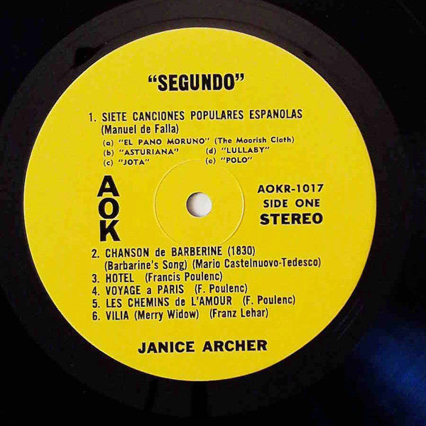 Buy Janice Archer : Segundo (LP) Online for a great price – Record Town TX