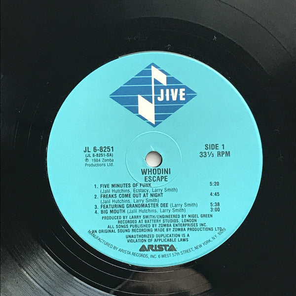 Buy Whodini : Escape (LP, Album) Online for a great price – Record Town TX