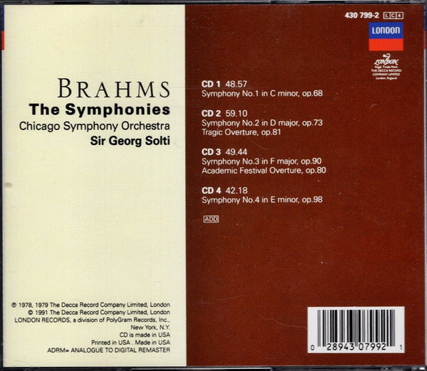 Buy Brahms*, Chicago Symphony Orchestra, Sir Georg Solti* : The ...