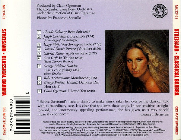 Buy Barbra Streisand : Classical Barbra (CD, Album, RE, CSR) Online for ...