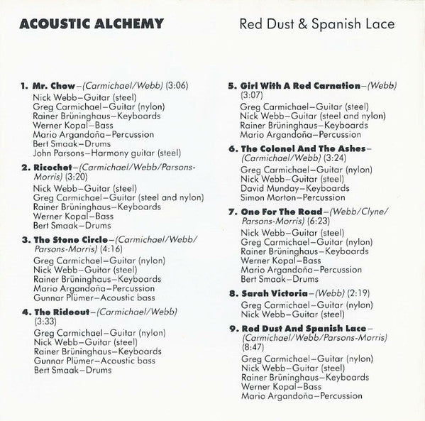 Buy Acoustic Alchemy : Red Dust & Spanish Lace (CD, Album) Online for a ...