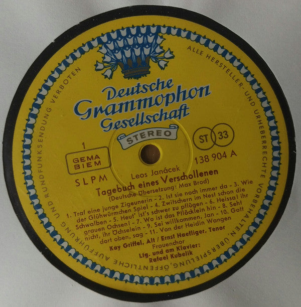 Buy Janáček* - Kay Griffel, Ernst Haefliger, Rafael Kubelik : Tagebuch ...