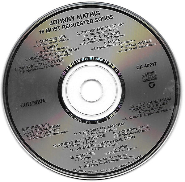Buy Johnny Mathis : 16 Most Requested Songs (CD, Comp, RE, RM) Online ...