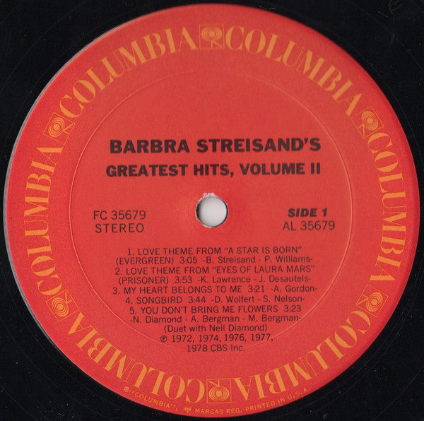 Buy Barbra Streisand : Barbra Streisand's Greatest Hits - Volume 2 (LP ...