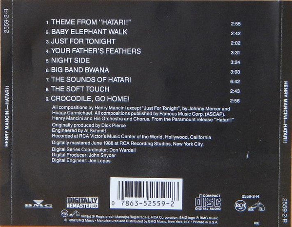 Buy Henry Mancini : Hatari! (Music From The Motion Picture Score) (CD ...