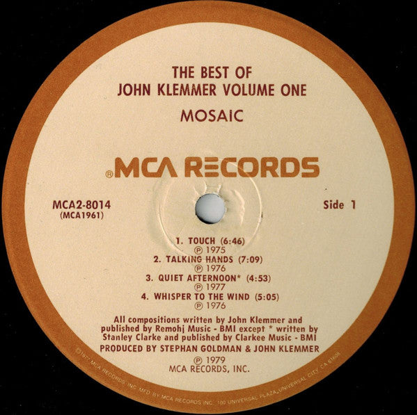 Buy John Klemmer : Mosaic - The Best Of John Klemmer Volume One (2xLP ...