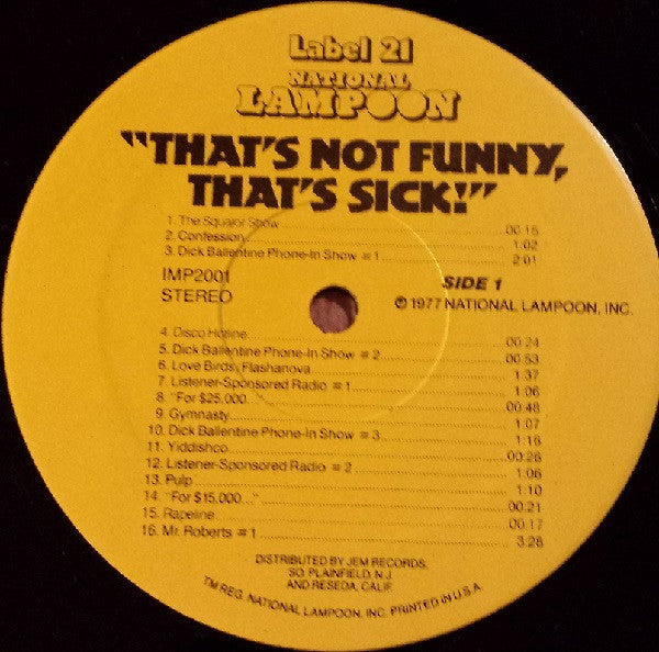 Buy National Lampoon : That's Not Funny, That's Sick! (LP, Album ...