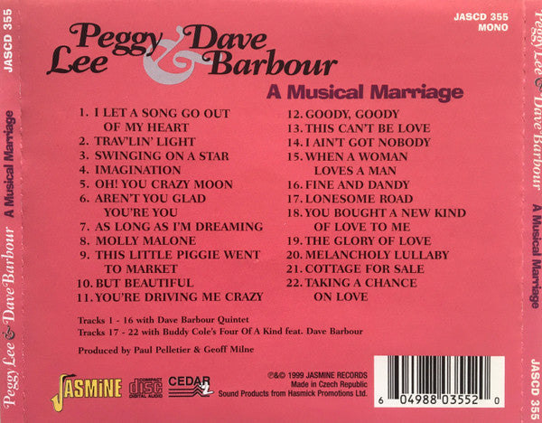 Buy Peggy Lee & Dave Barbour : A Musical Marriage (CD, Comp, Mono ...