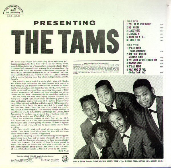 Buy The Tams : Presenting (LP, Album, Mono) Online for a great price ...