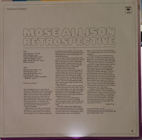 Buy Mose Allison : Retrospective (LP, Comp, Pit) Online for a great ...
