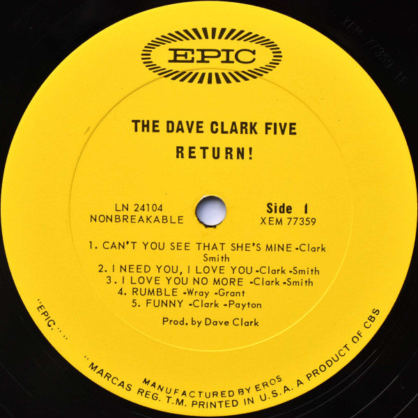 Buy The Dave Clark Five : The Dave Clark Five Return! (LP, Album, Mono ...