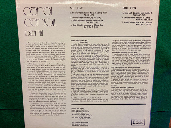 Buy Carol Carson (2) : Pianist (LP) Online for a great price – Record ...