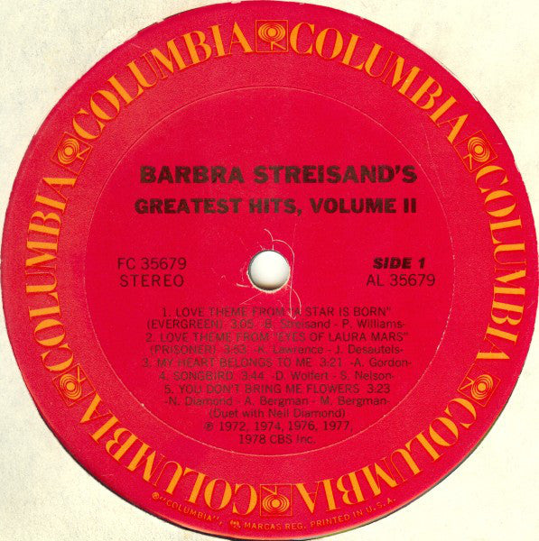 Buy Barbra Streisand : Barbra Streisand's Greatest Hits - Volume 2 (LP ...