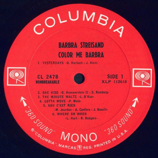 Buy Barbra Streisand : Color Me Barbra (LP, Album, Mono, San) Online ...