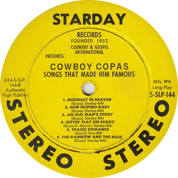 Buy Cowboy Copas : Songs That Made Him Famous (LP, Comp) Online for a ...