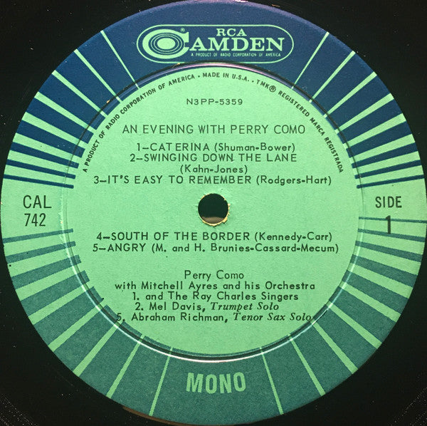 Buy Perry Como : An Evening With Perry Como (LP, Mono) Online for a ...