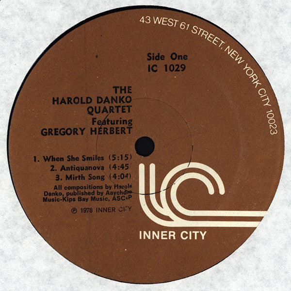 Buy The Harold Danko Quartet* Featuring Gregory Herbert : The Harold ...