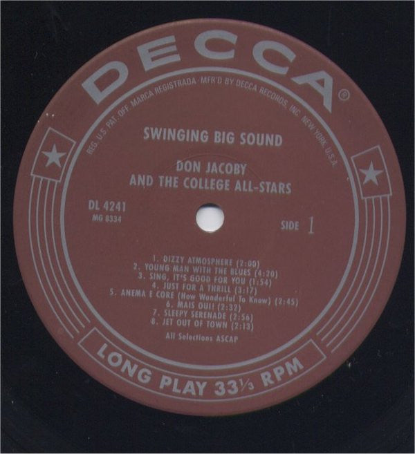 Buy Don Jacoby And The College All-Stars : Swinging Big Sound (LP ...