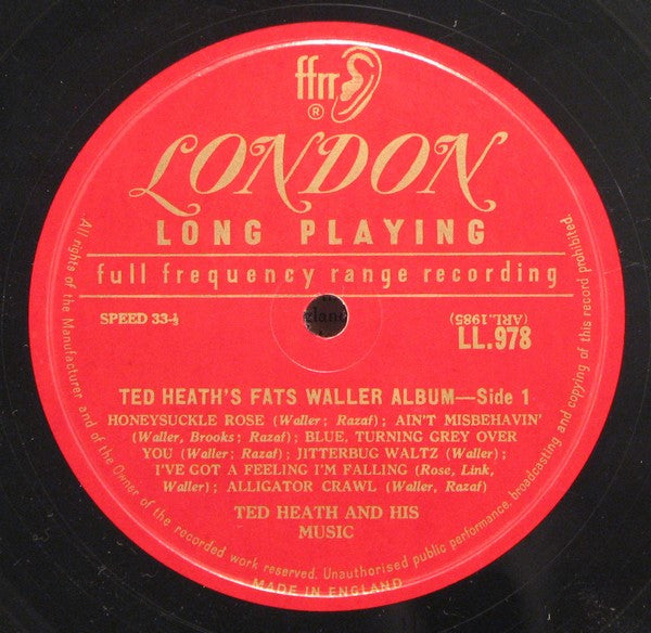Buy Ted Heath And His Music : The Music Of Fats Waller (LP, Album, Mono ...