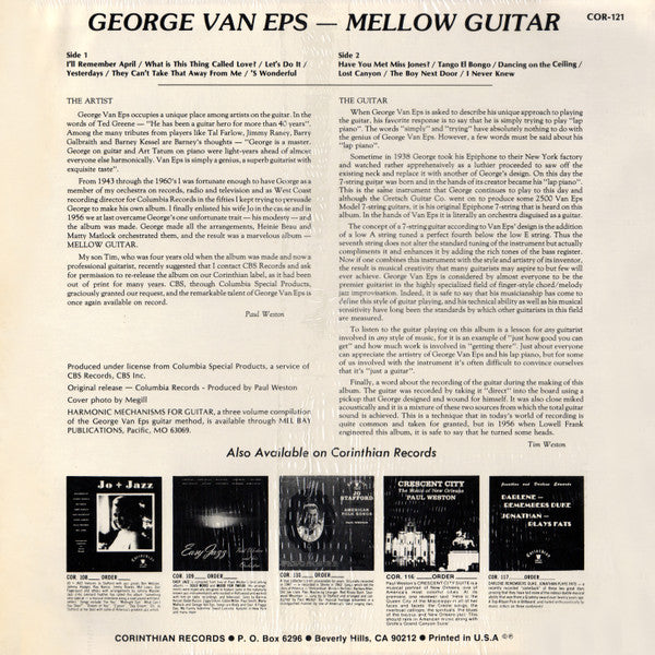 Buy George Van Eps : Mellow Guitar (LP, Album, RE) Online for a great ...