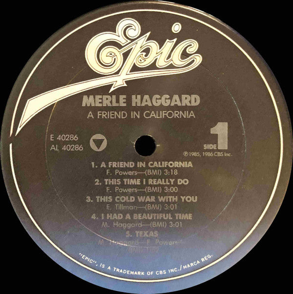 Buy Merle Haggard A Friend In California Lp Album Car Online For