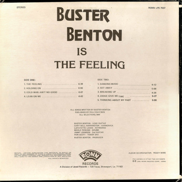 Buy Buster Benton : Is The Feeling (LP) Online for a great price ...