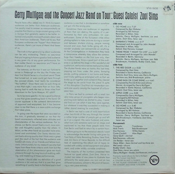 Buy Gerry Mulligan And The Concert Jazz Band* Guest Soloist: Zoot Sims ...