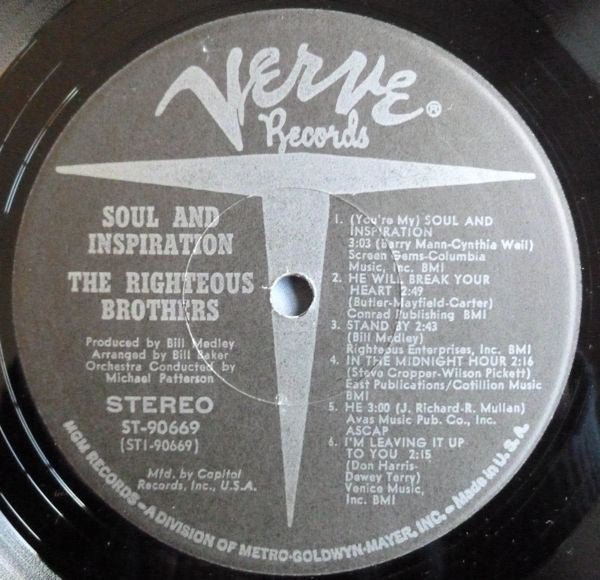 Buy The Righteous Brothers : Soul & Inspiration (LP, Album, Club, Cap ...