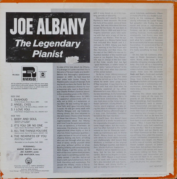 Buy Joe Albany : The Legendary Jazz Pianist (LP, Album, RE, RM) Online ...