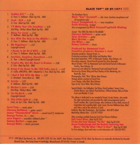 Buy Carol Fran & Clarence Hollimon : Soul Sensation! (CD, Album) Online ...