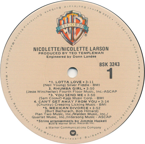 Buy Nicolette Larson : Nicolette (LP, Album, Jac) Online for a great ...