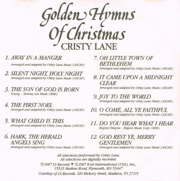 Buy Cristy Lane : Golden Hymns Of Christmas (CD, Album) Online for a ...