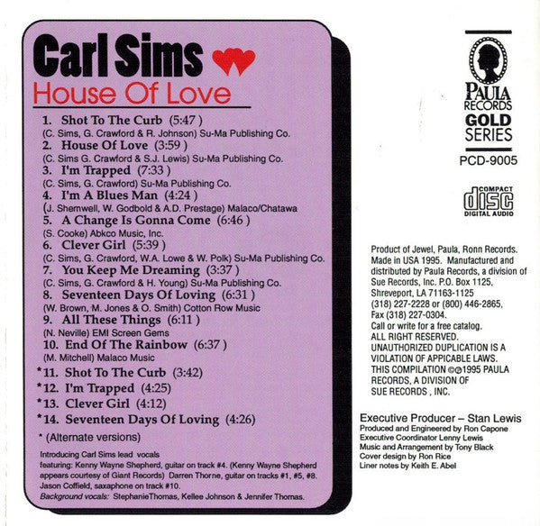 Buy Carl Sims : House Of Love (CD, Album) Online for a great price ...
