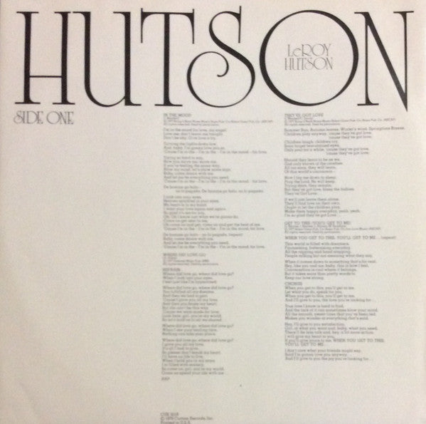 Buy Leroy Hutson : Closer To The Source (LP, Album, LW ) Online for a ...