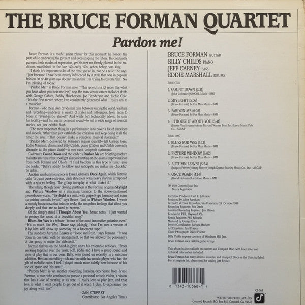 Buy The Bruce Forman Quartet : Pardon Me! (LP, Album) Online for a ...