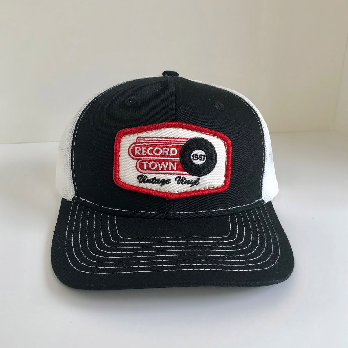 Black and White Record Town Trucker Hat – Record Town TX